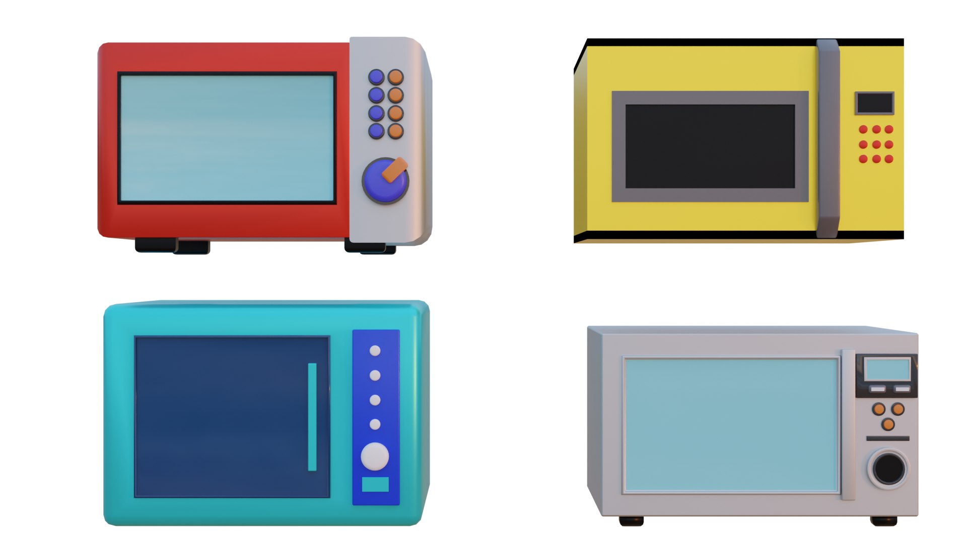 3D Low Poly Microwaves Set Model - TurboSquid 2101370
