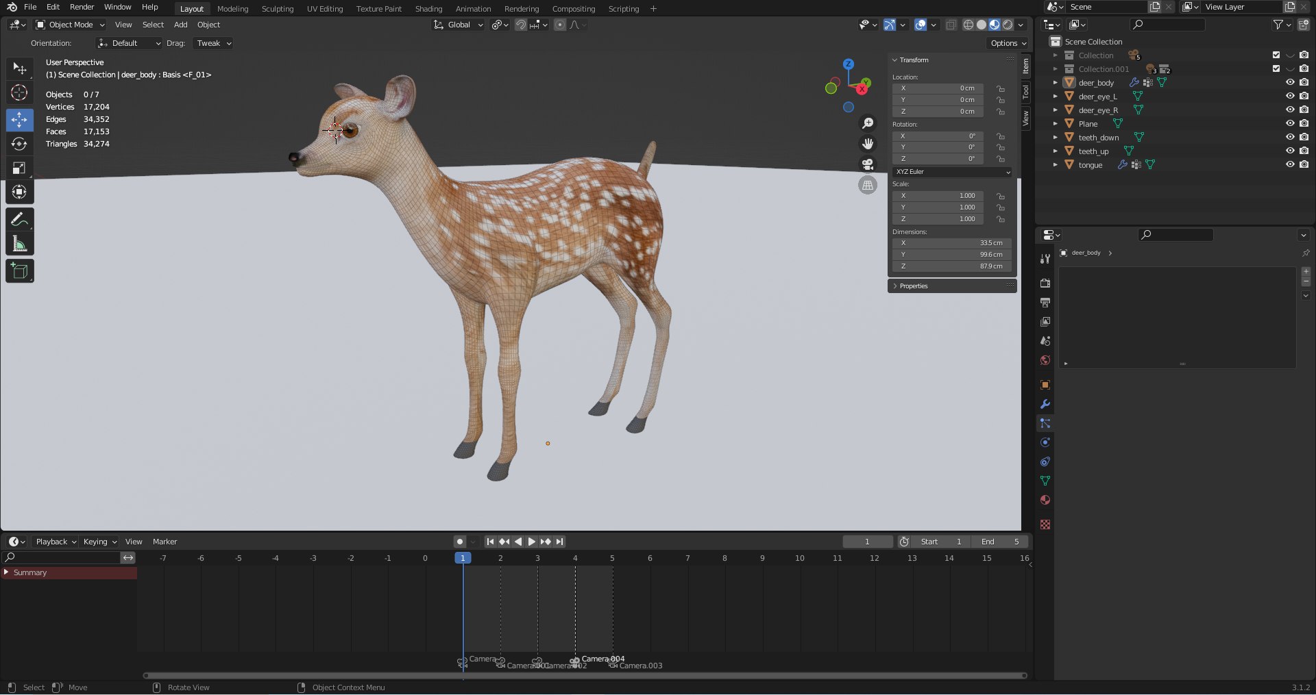 3D Model Fawn Deer Rigged And Animated - TurboSquid 1981945