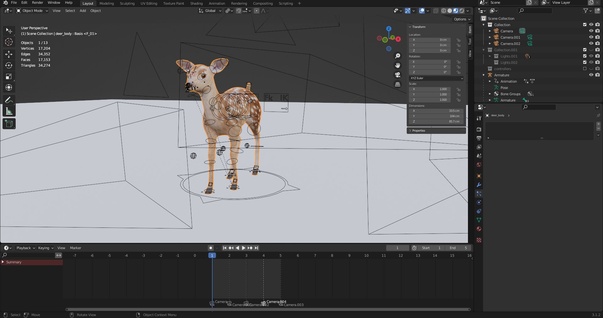 3D Model Fawn Deer Rigged And Animated - TurboSquid 1981945