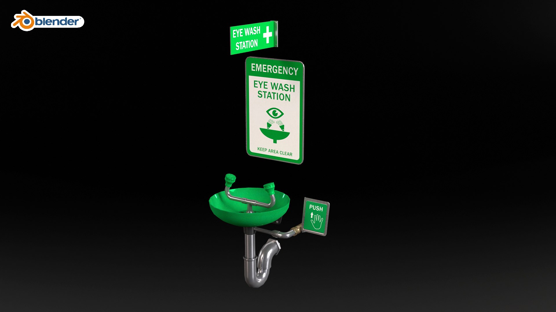 3d Eye Wash Station Model