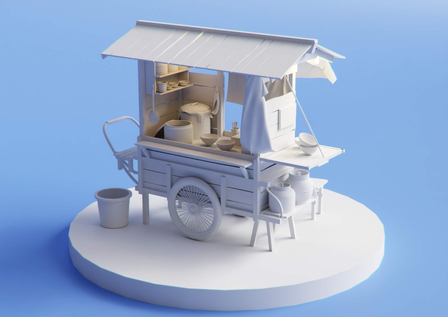 Free 3D Japanese Ramen Stall - TurboSquid 1994428