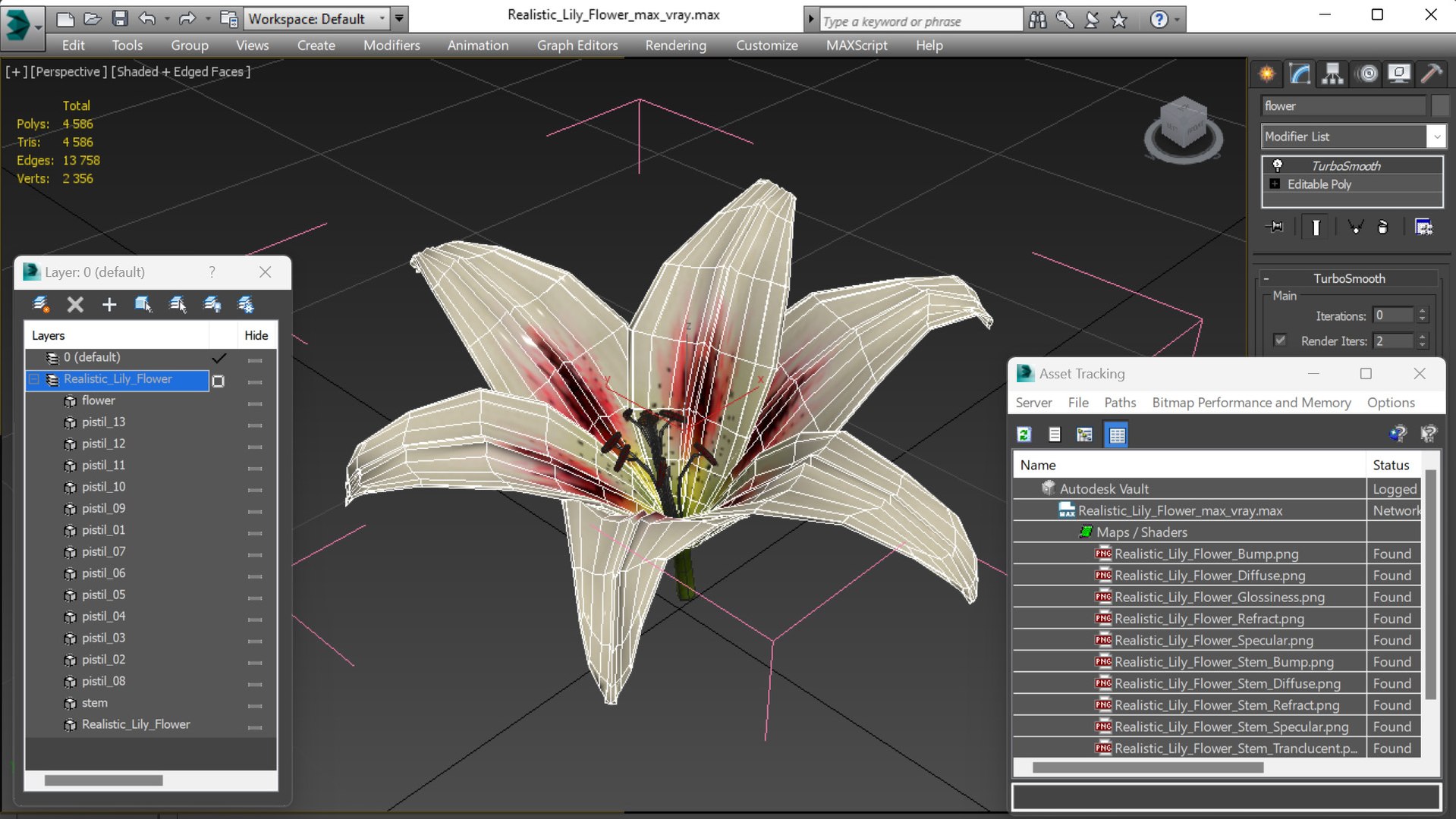 Realistic Lily Flower Model - TurboSquid 2245881