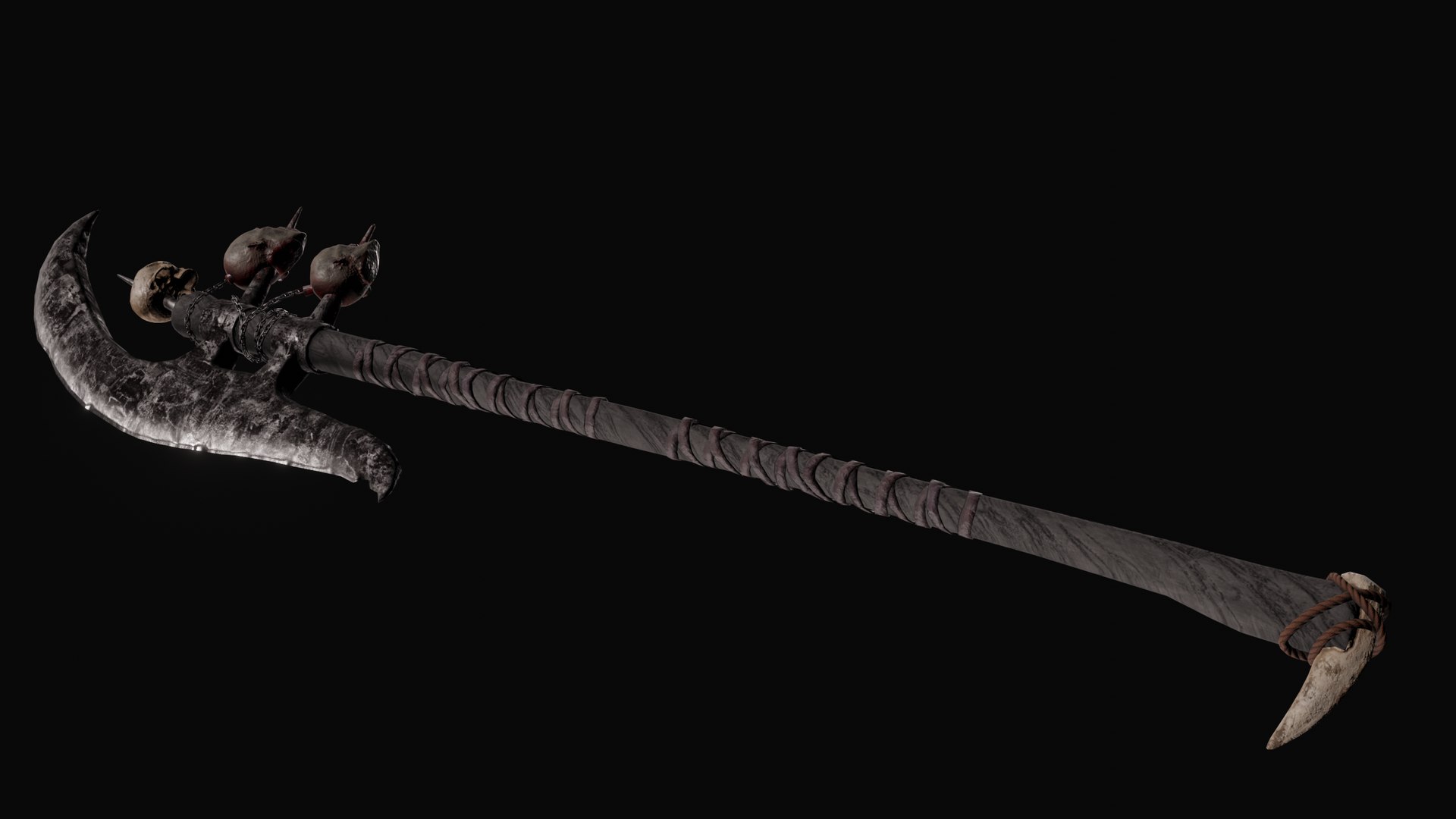 3D Dark Fantasy Large Halberd Low-poly - TurboSquid 2105308