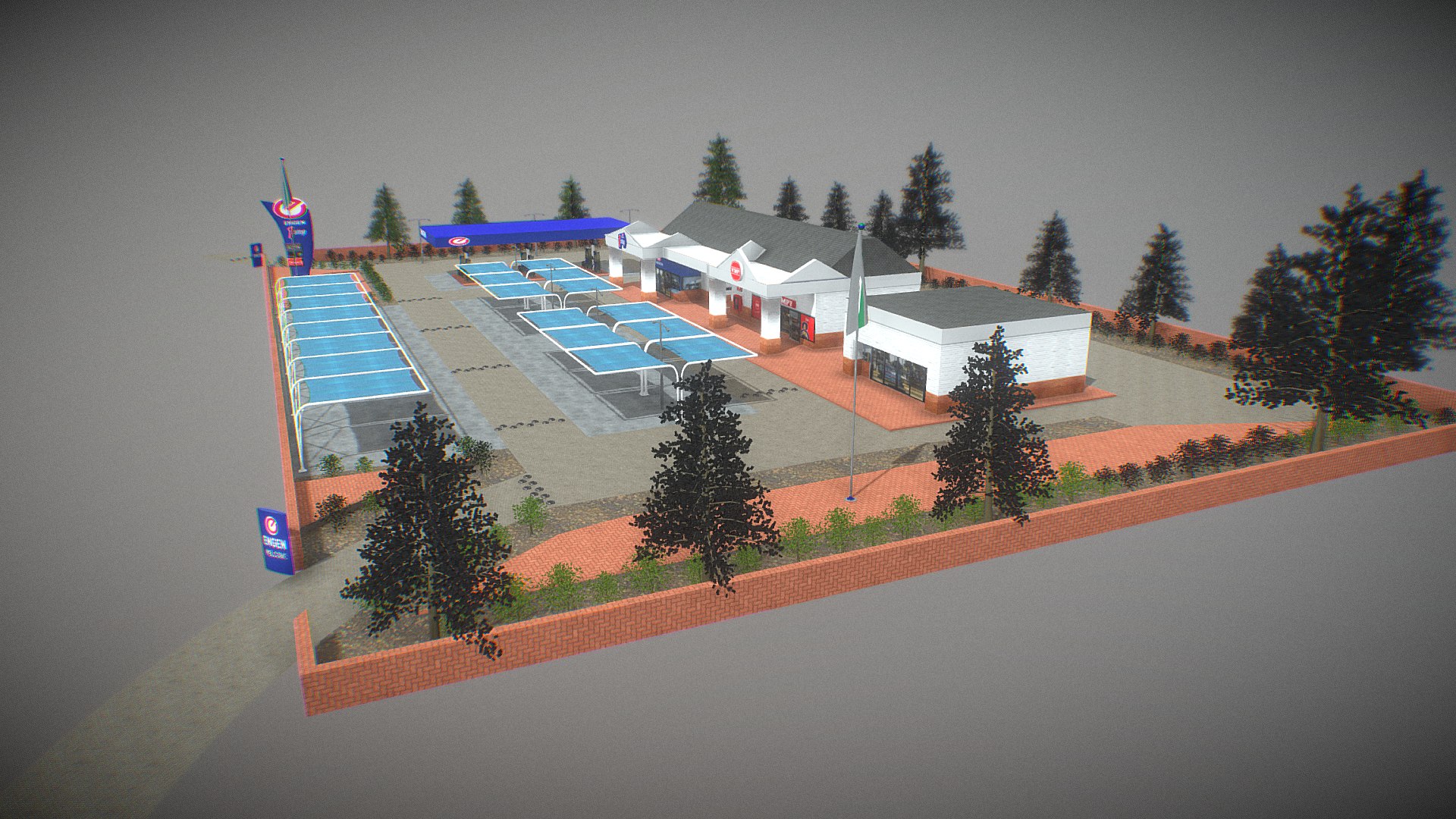 Engen 1 Stop South African Petrol Gas Station Model - TurboSquid 2233130