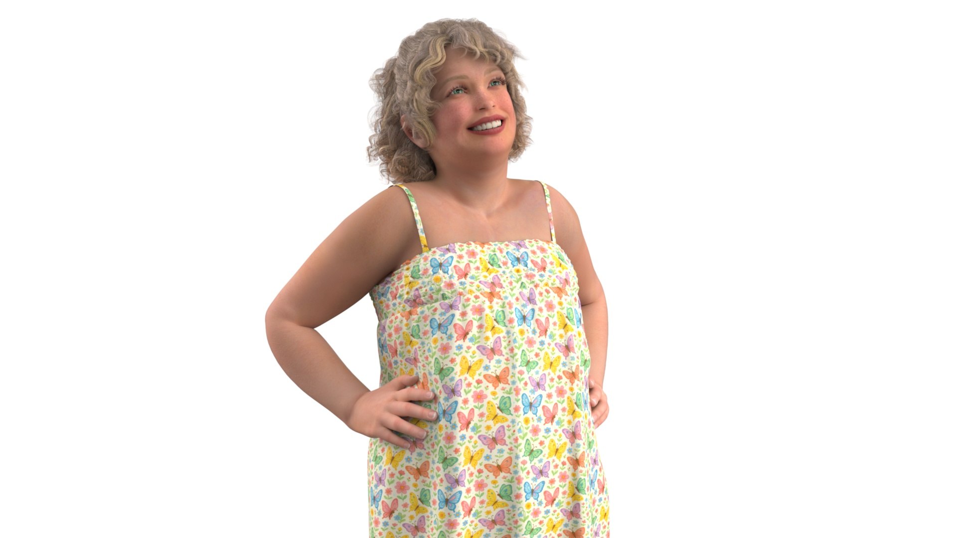 Fat Child Girl In Colorful Summer Dress Posed Smiled 3D Model ...