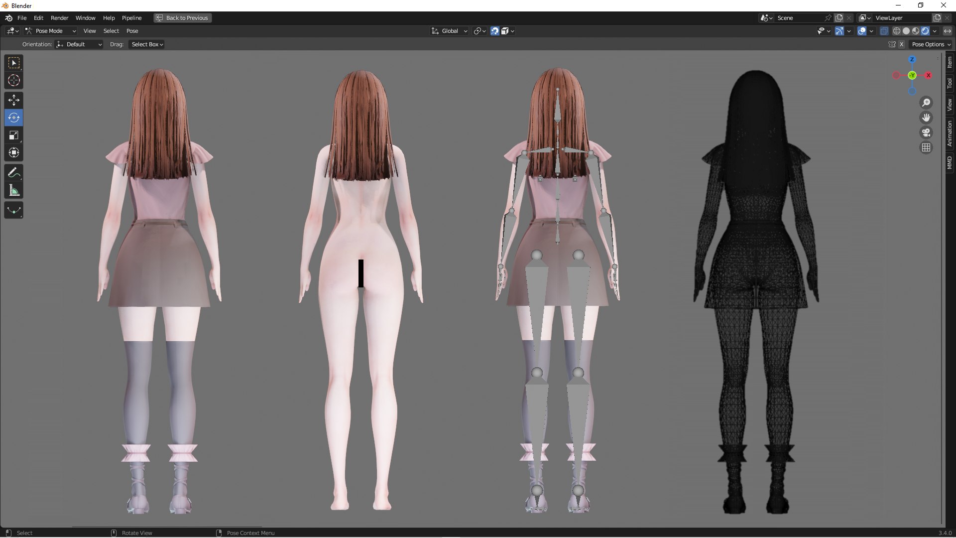 Casual Clothes 0021 - Rig - Unreal - Unity - Blender - Animated - Realistic Female Character ...