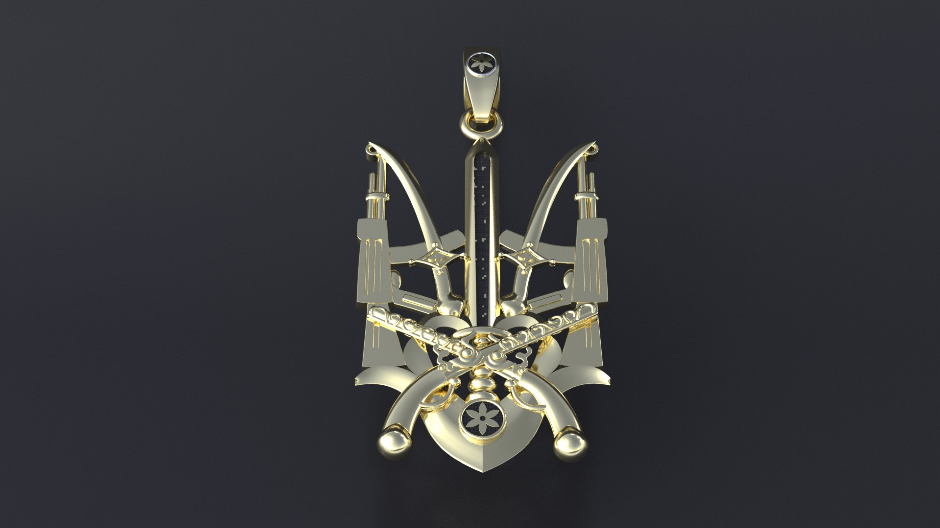 Pendant With Trident Symbol Of Ukraine Cnc Model Or 3D Print Model 3D ...