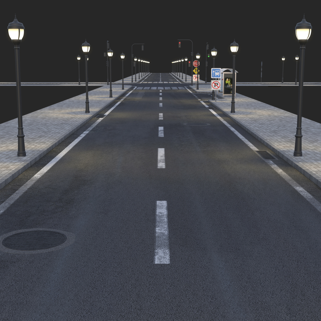 3D model asphalt road busstop - TurboSquid 1185318
