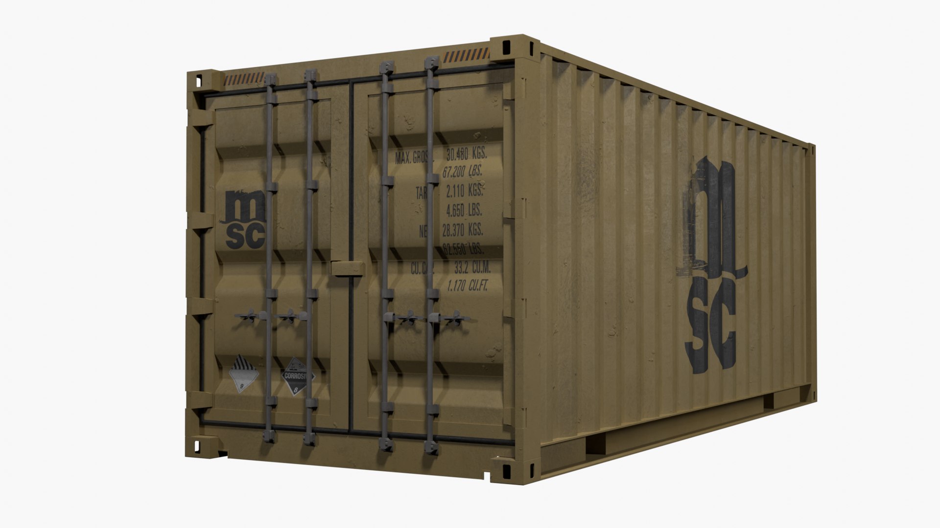 Container Yellow New Soft-Damaged Rusty Clean-Logo 3D model ...