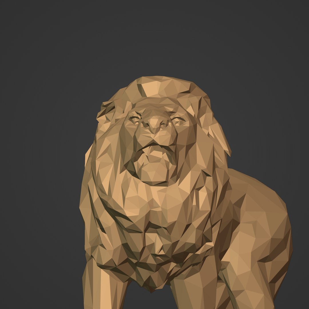 Polygonal Lion Statue -- 3D Print Ready Model 3D Model - TurboSquid 1943043