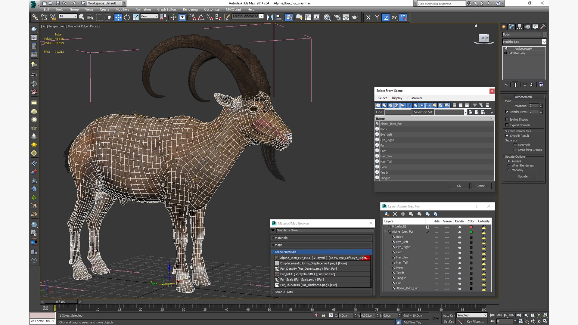 3D Alpine Ibex Fur Model - TurboSquid 2220176