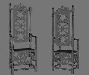 3d gothic chair medieval furniture