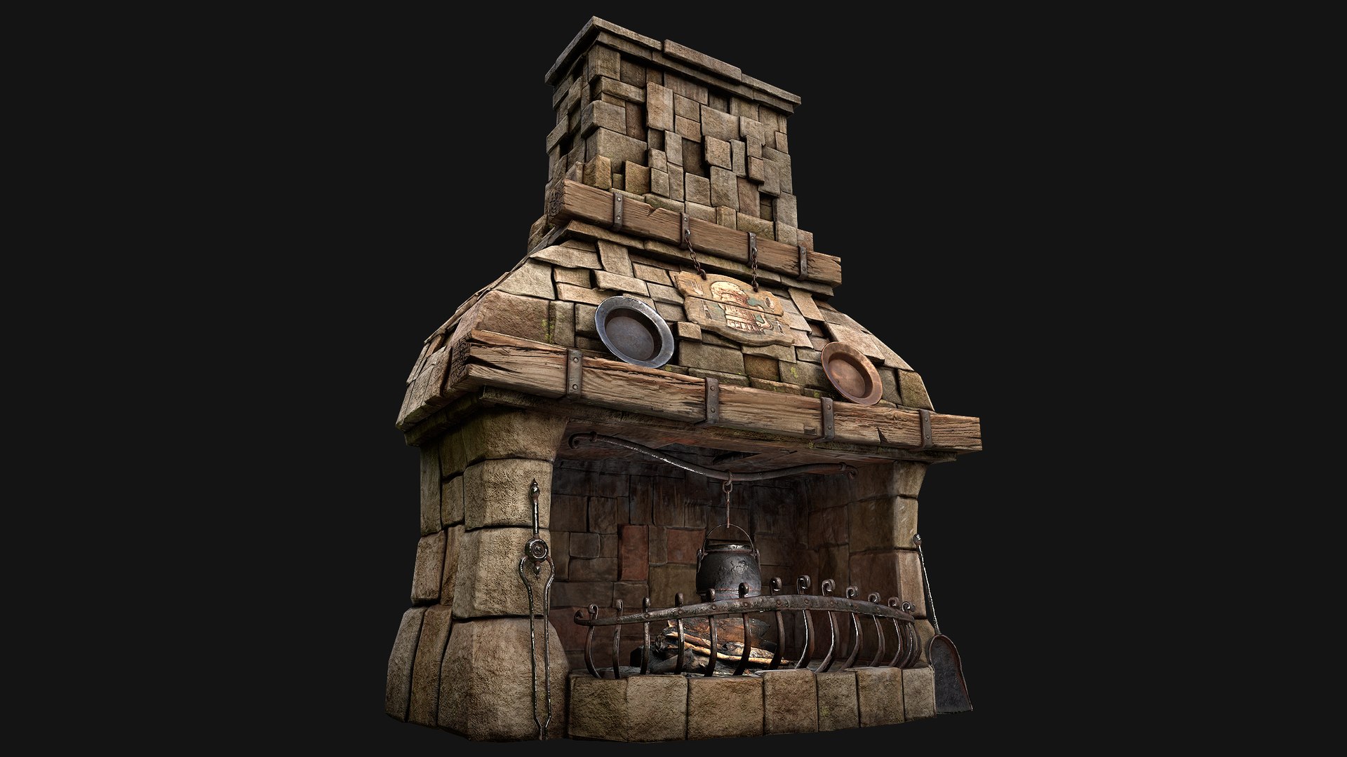 Medieval Fireplace 3D Model - TurboSquid 2129091