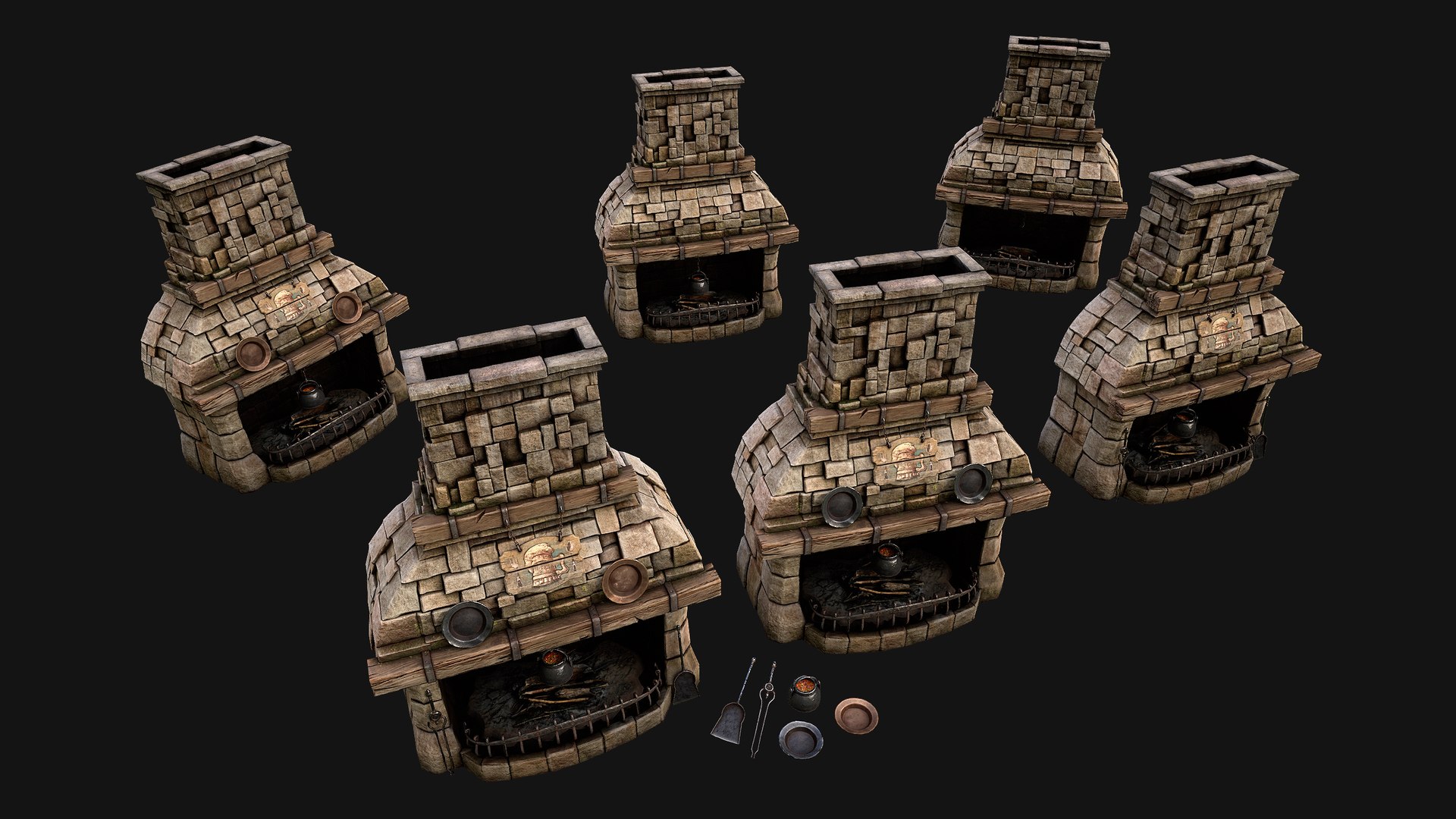 Medieval Fireplace 3D Model - TurboSquid 2129091
