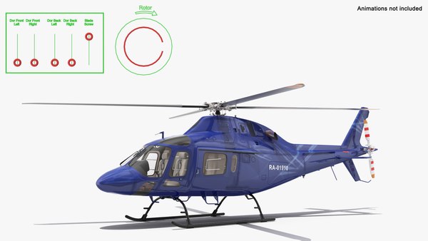 modelo 3d Leonardo AgustaWestland AW119 Helicóptero Azul Aparejado ...