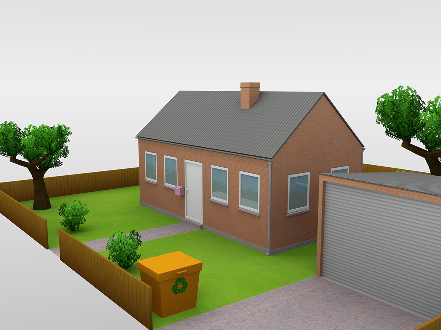 3d building suburban residential - model