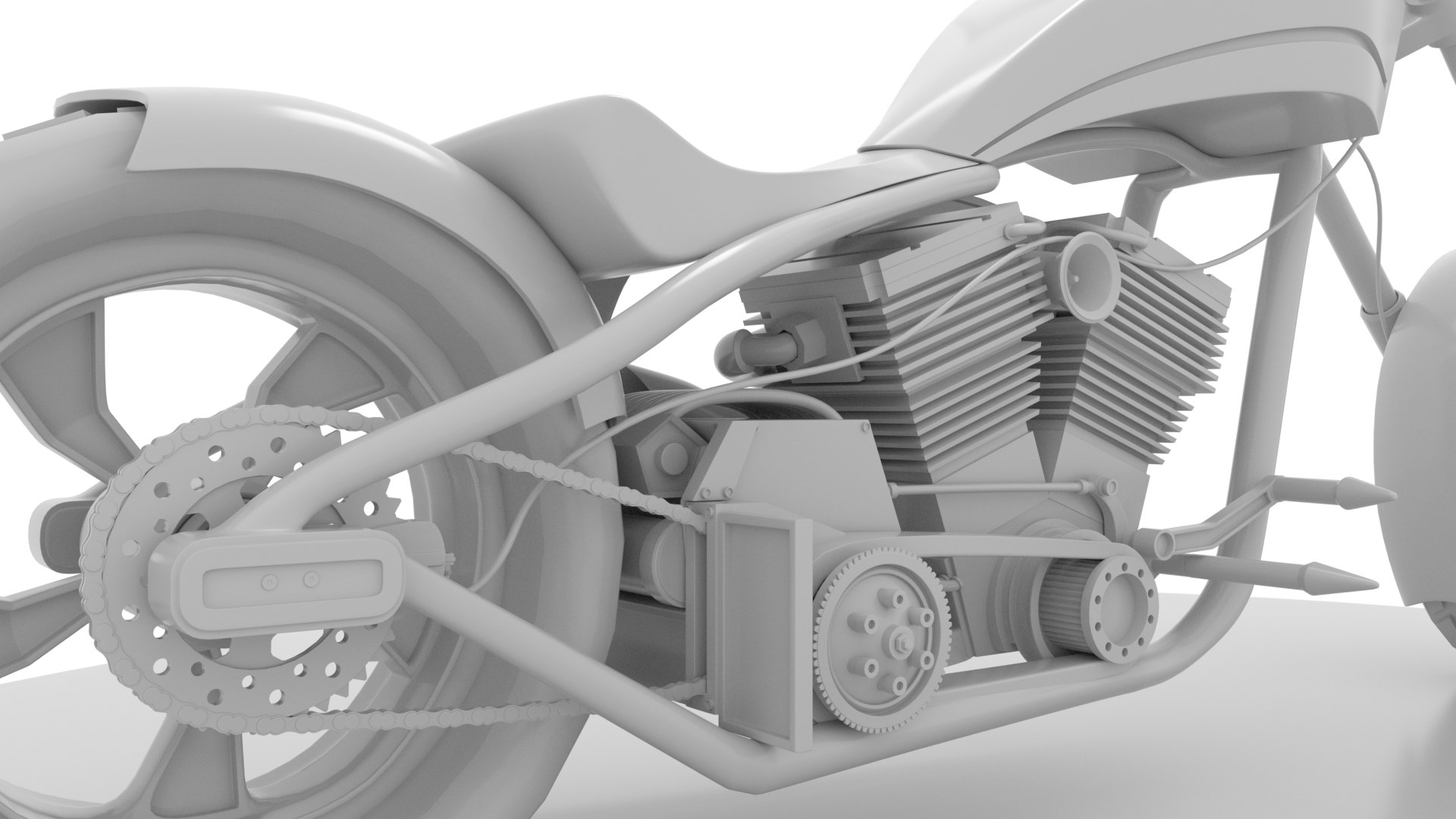3D Chopper Bike Model - TurboSquid 1621082