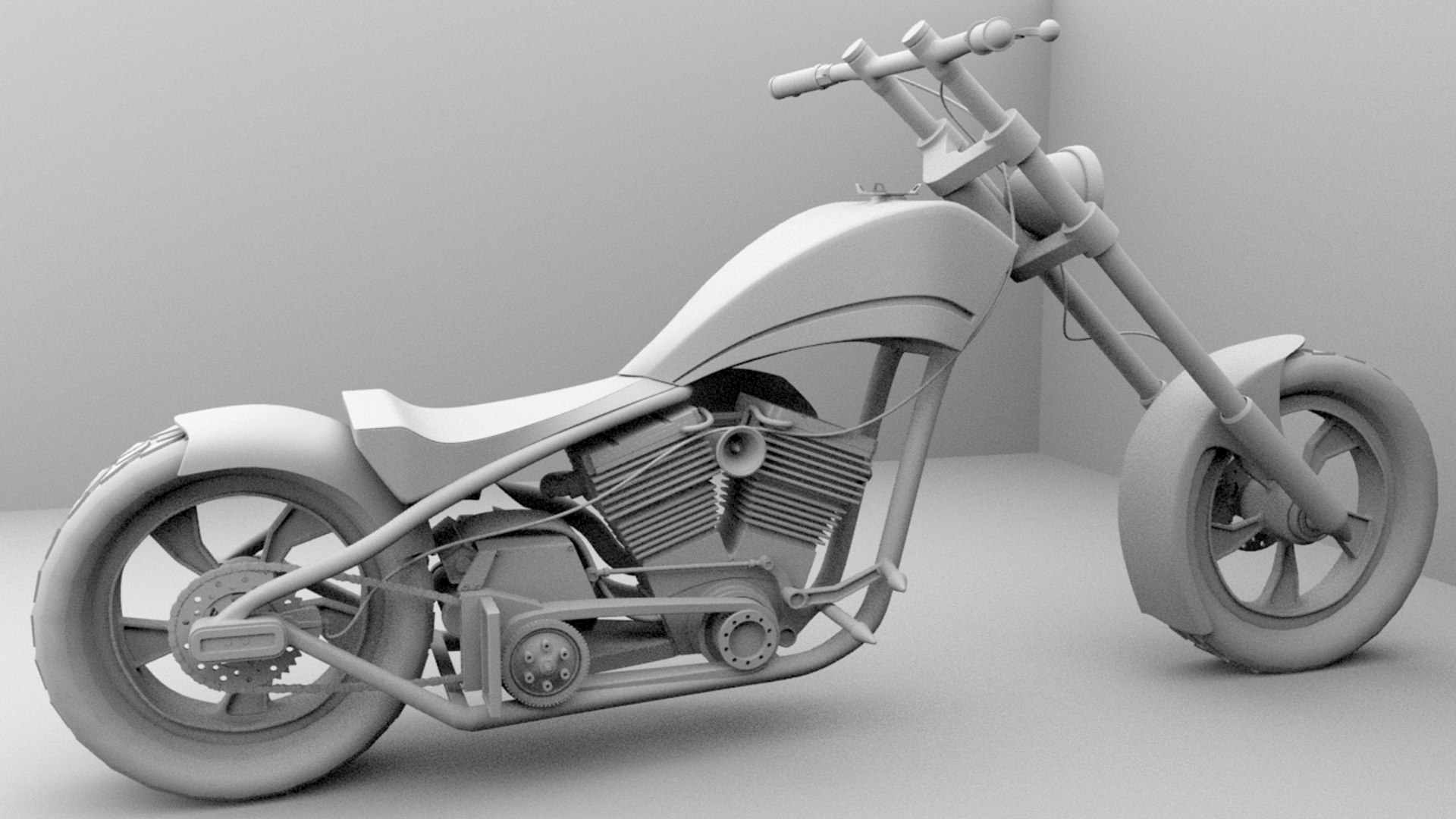 3D Chopper Bike Model - TurboSquid 1621082