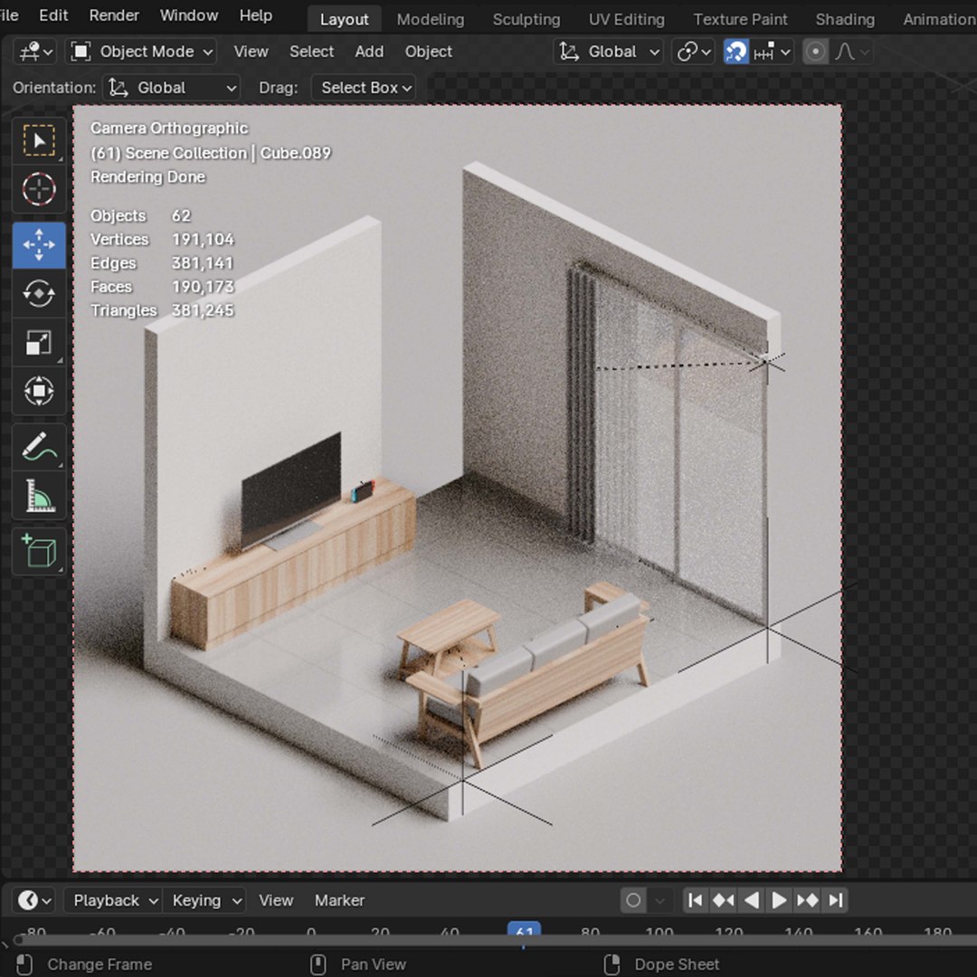 3D Isometric Living Room Interior 3D Render Illustration Model - TurboSquid 2221310