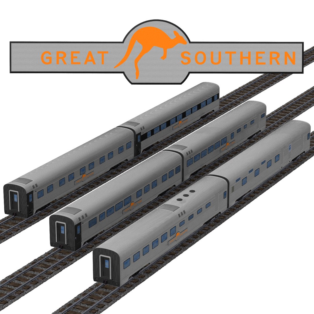 3D model australian great southern train - 6 passenger railcars ...