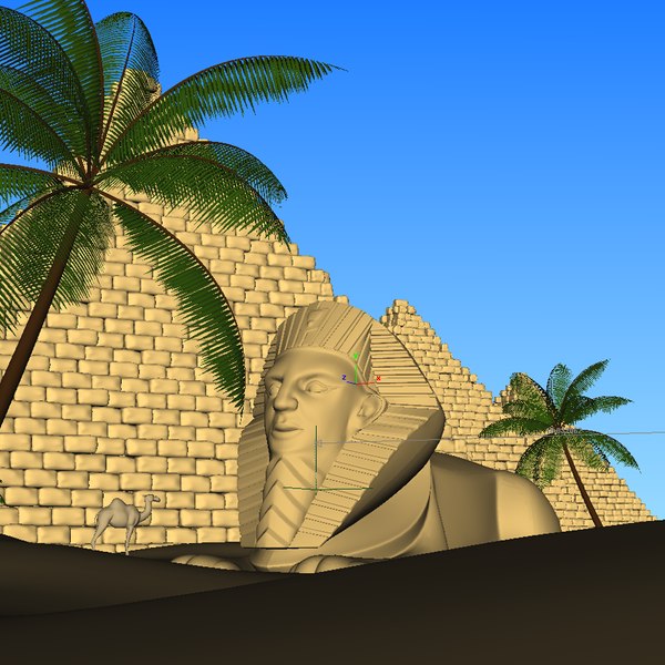cartoon pyramids sphinx obj