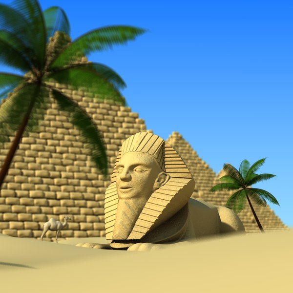 cartoon pyramids sphinx obj