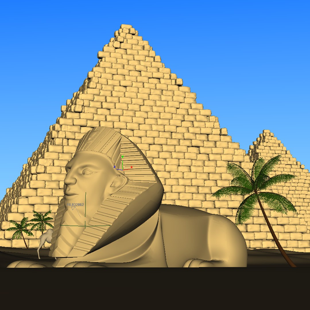 Cartoon Pyramids Sphinx Obj