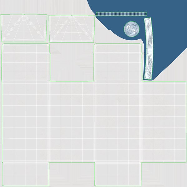 3D Milk Carton Type 01 Medium Blank Blue Green and Red Label ...