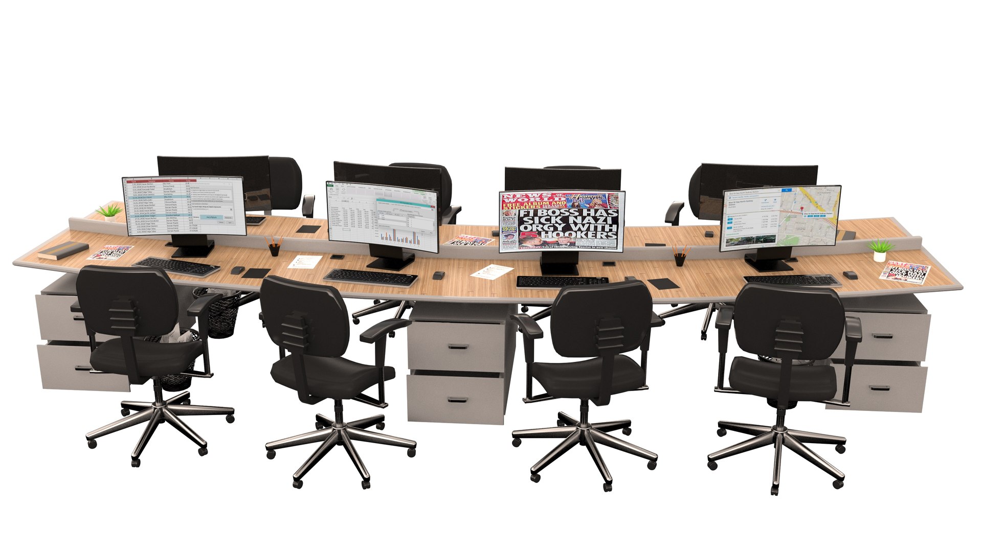 Office Work Desk 3D Model - TurboSquid 1931515