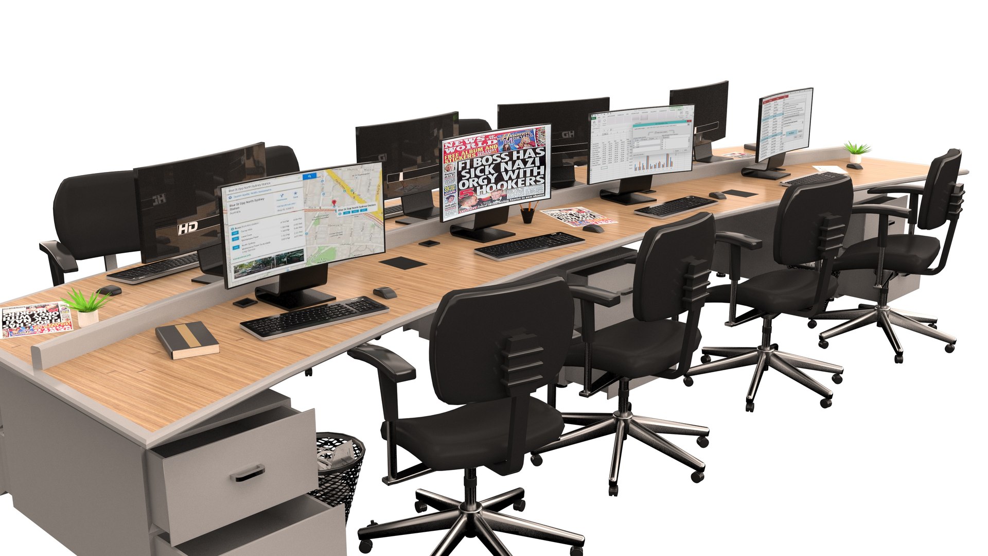 Office Work Desk 3D Model - TurboSquid 1931515