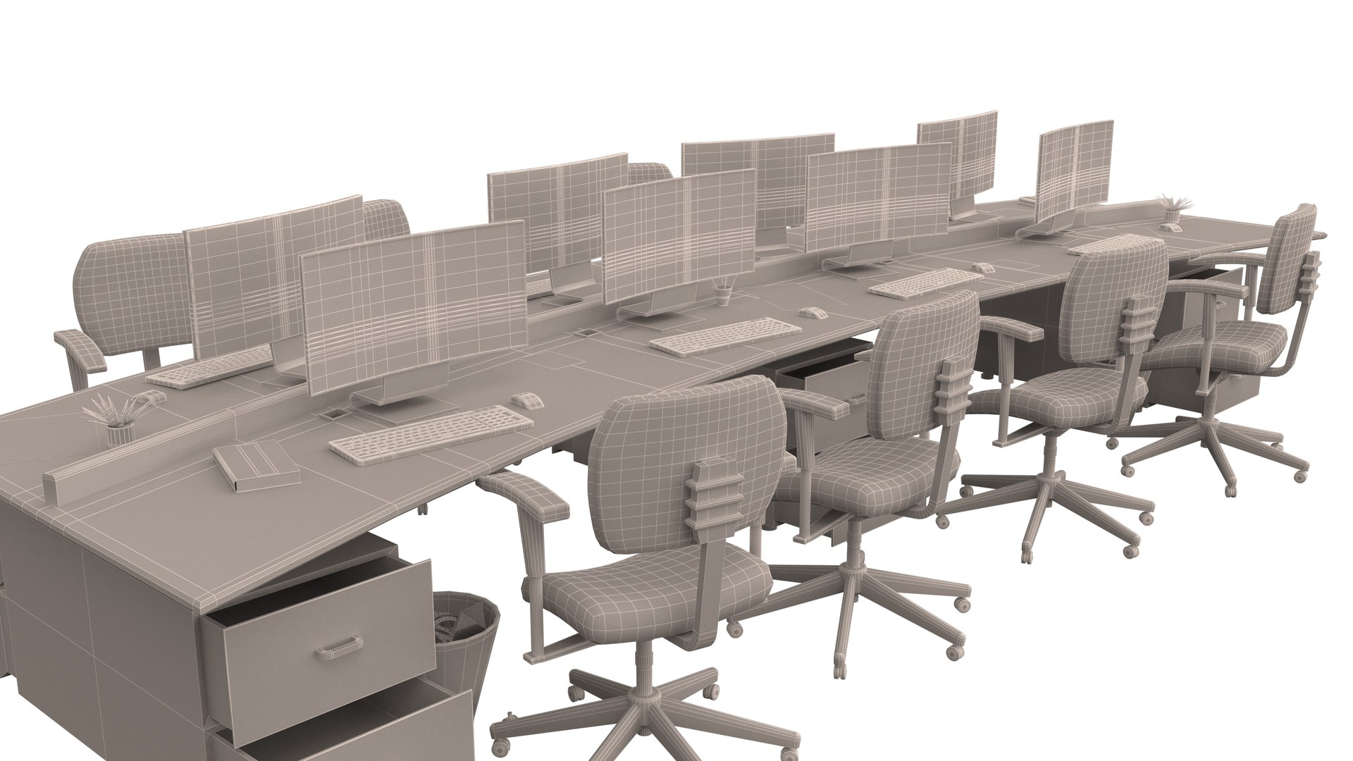 Office Work Desk 3D Model - TurboSquid 1931515