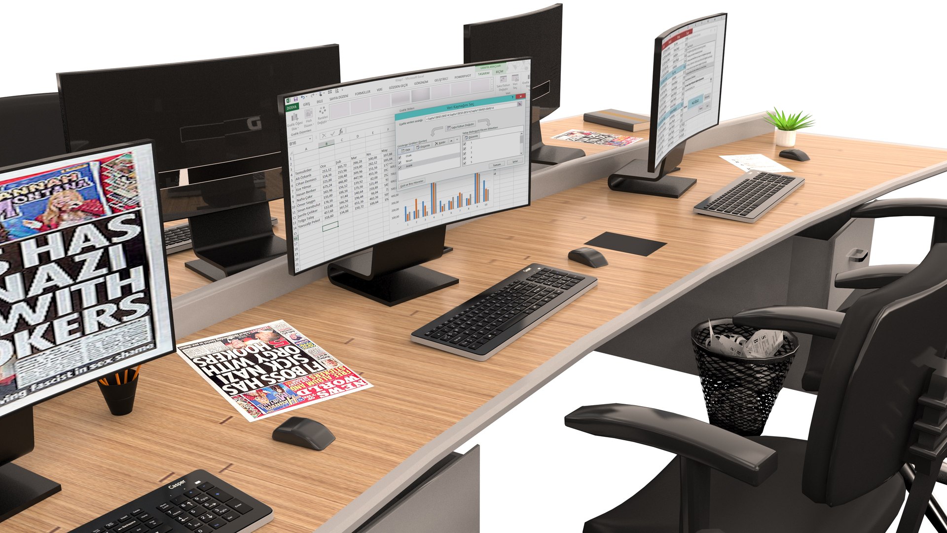Office Work Desk 3D Model - TurboSquid 1931515