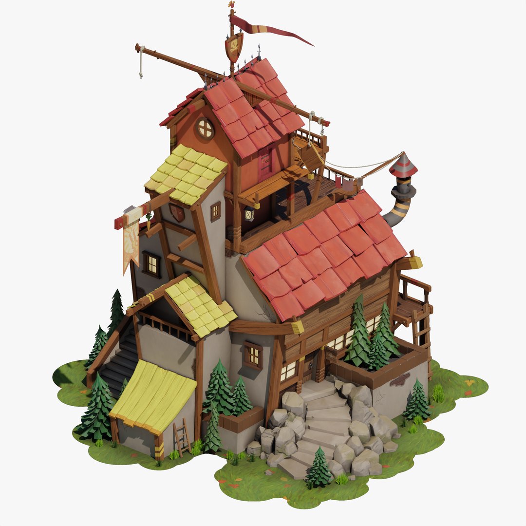 Stylized casual house Low-poly model - TurboSquid 2024233