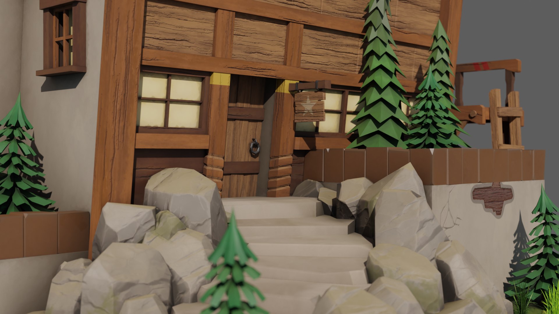 Stylized casual house Low-poly model - TurboSquid 2024233