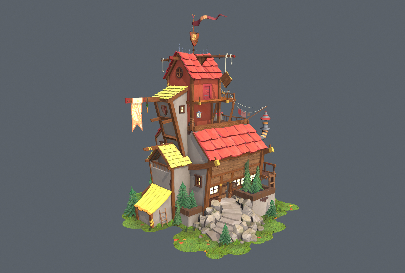 Stylized casual house Low-poly model - TurboSquid 2024233