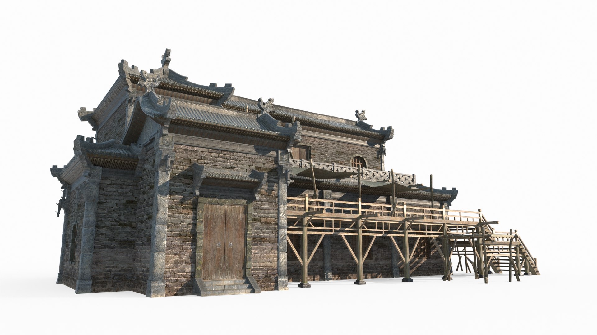 3D Model Two-storey Residential Buildings In Ancient Asia - TurboSquid ...