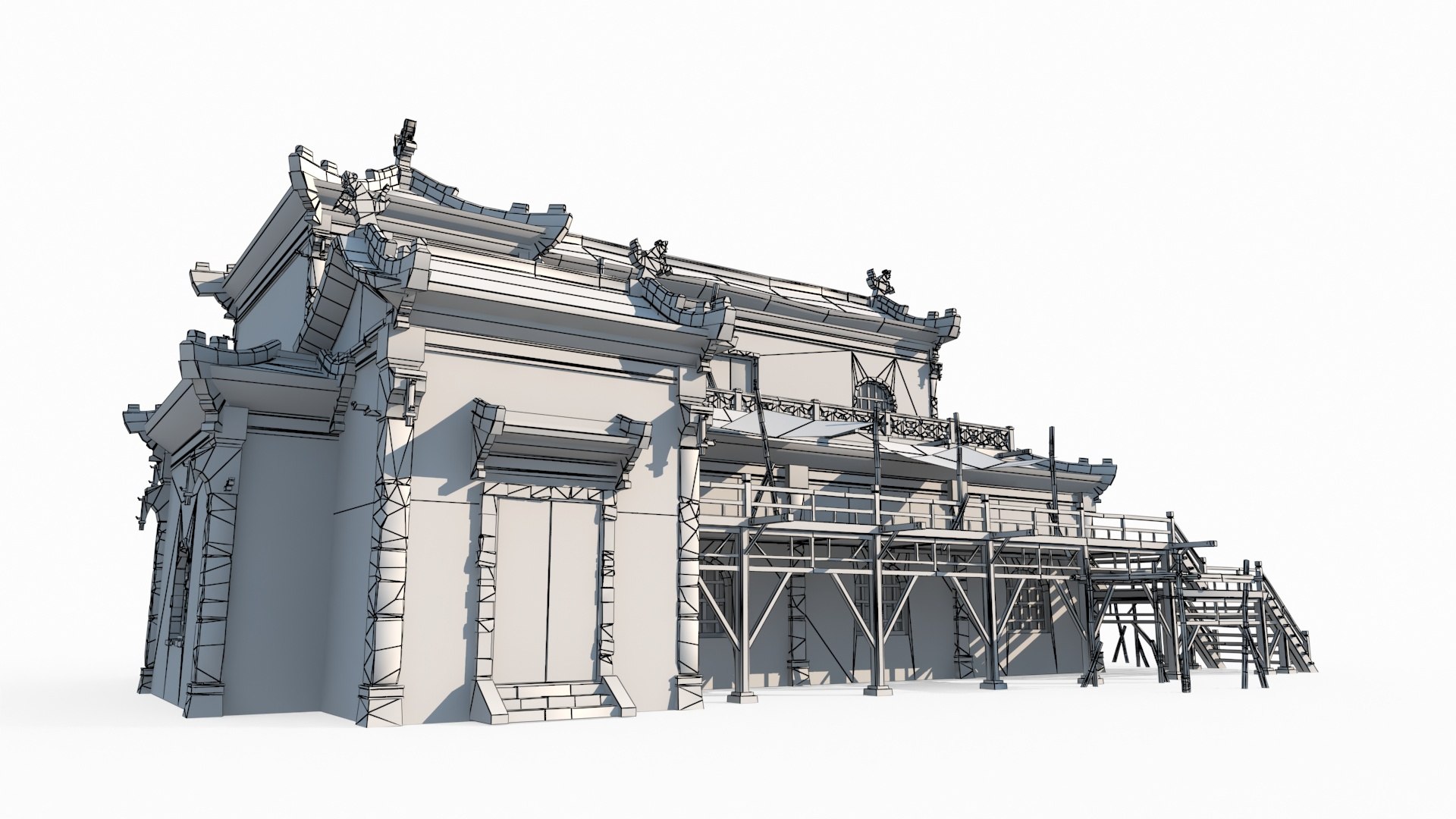 3D Model Two-storey Residential Buildings In Ancient Asia - TurboSquid ...