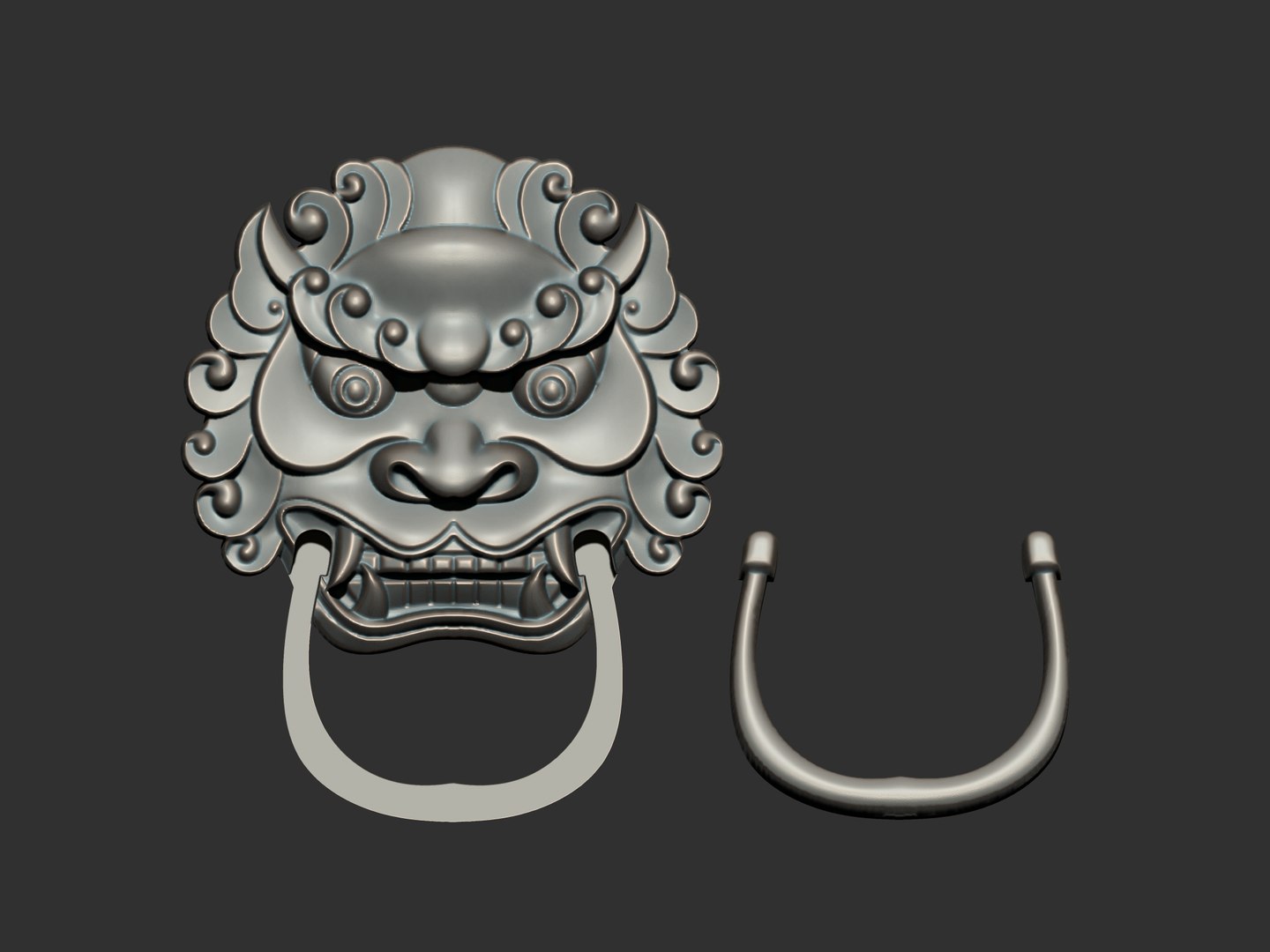 Lion door knocker model - TurboSquid 2038330