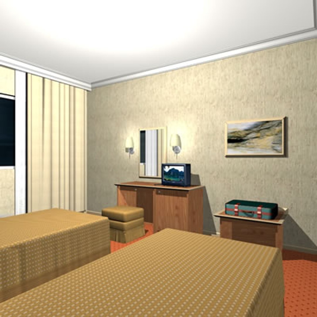 3d Model Hotel Guest Room 01