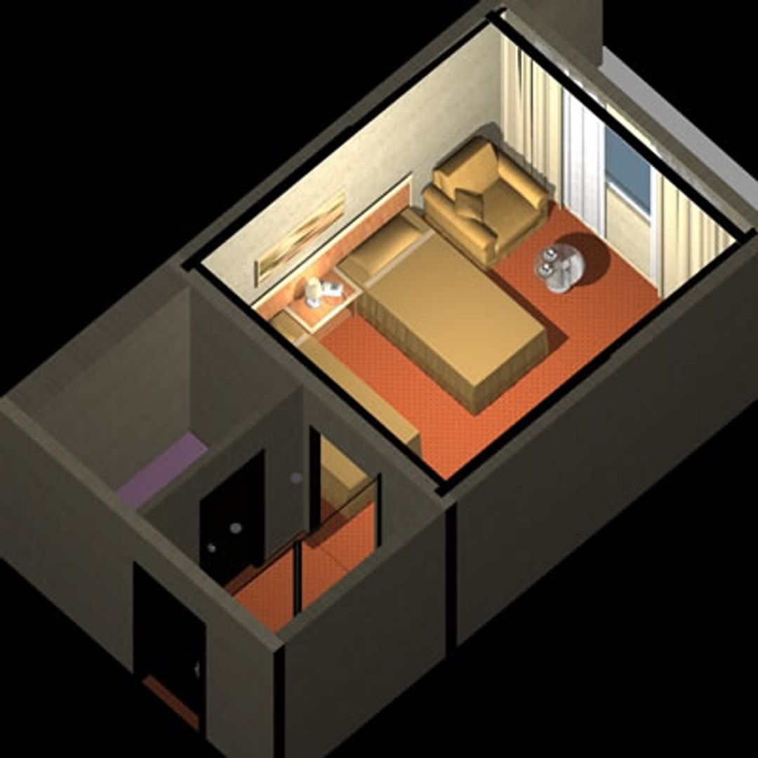 3d Model Hotel Guest Room 01