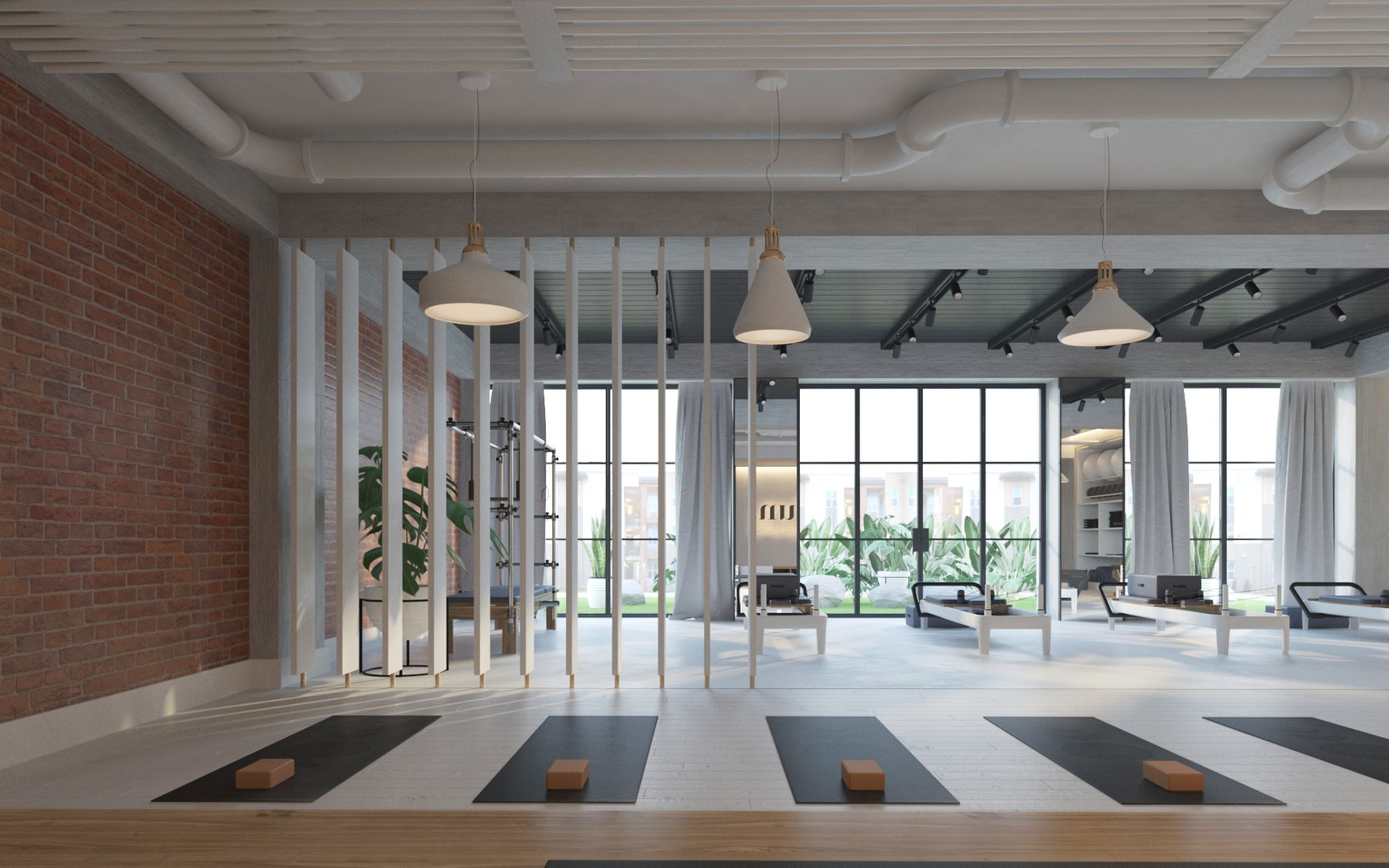 3D Modern Pilates Reformer Studio Interior - TurboSquid 2145189