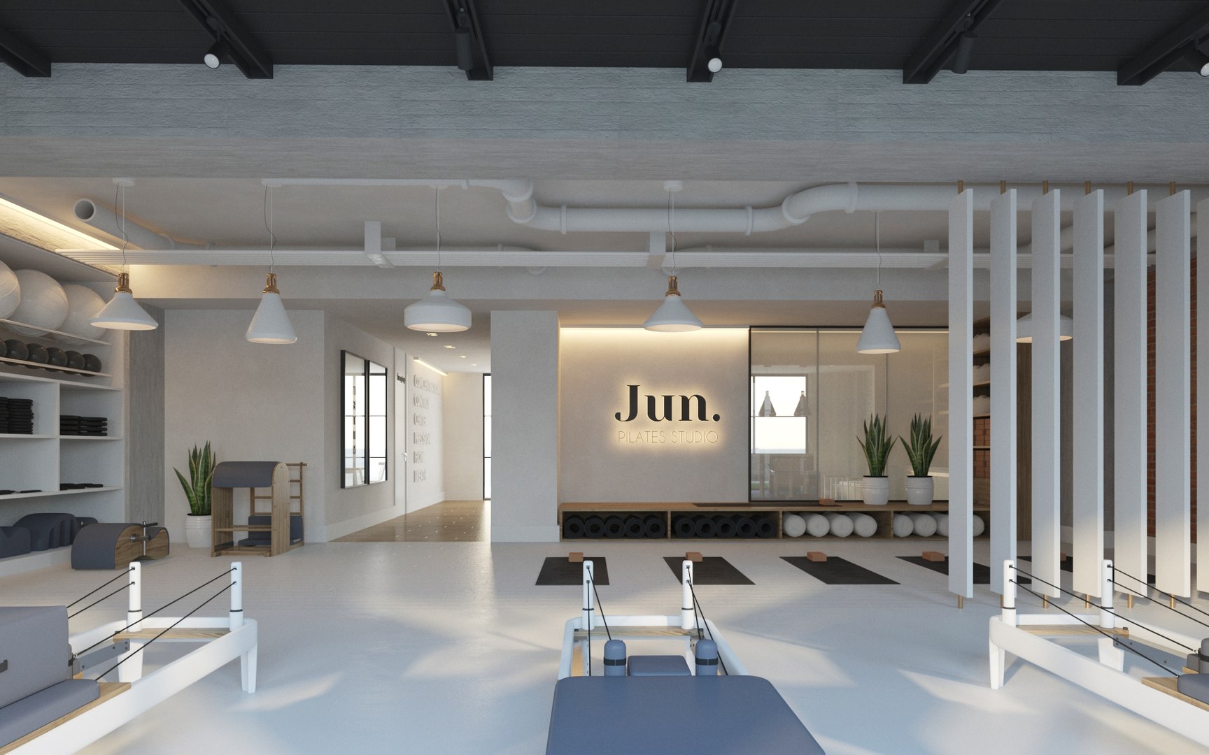 3D Modern Pilates Reformer Studio Interior - TurboSquid 2145189