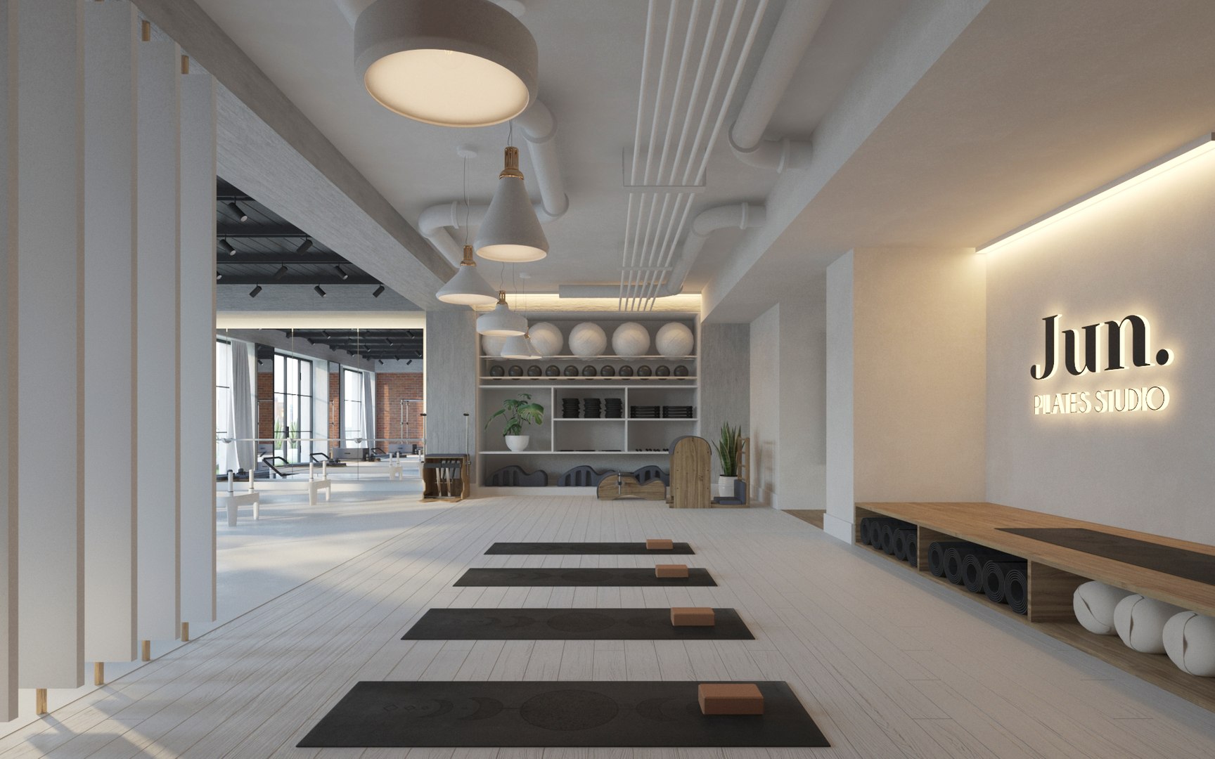 3D Modern Pilates Reformer Studio Interior - TurboSquid 2145189