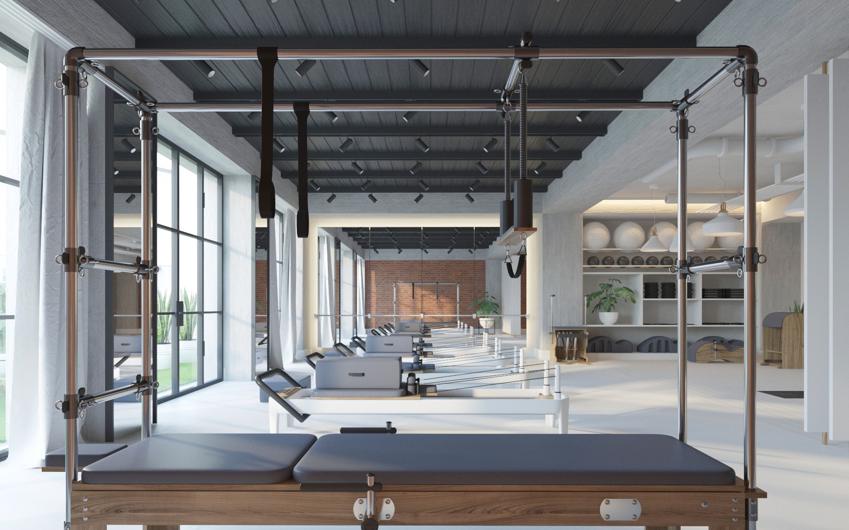 3D Modern Pilates Reformer Studio Interior - TurboSquid 2145189