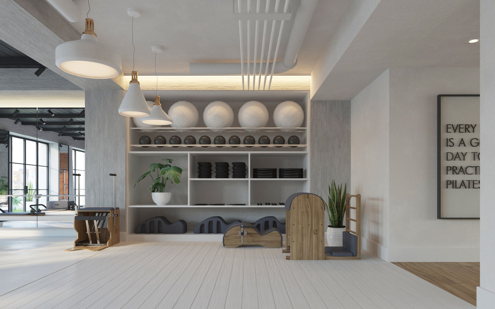 3D Modern Pilates Reformer Studio Interior - TurboSquid 2145189