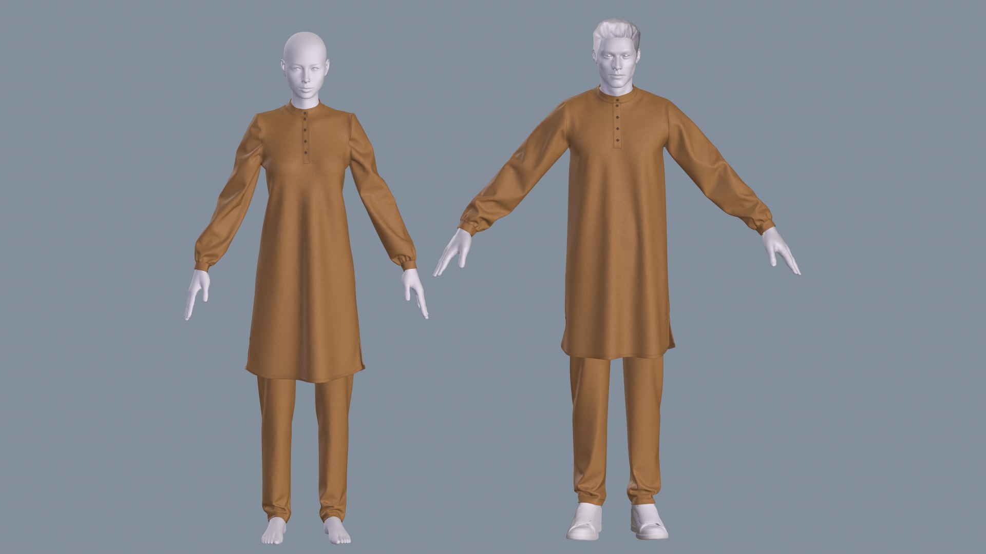 3D Muslim Costume Male And Female Model - TurboSquid 2365396