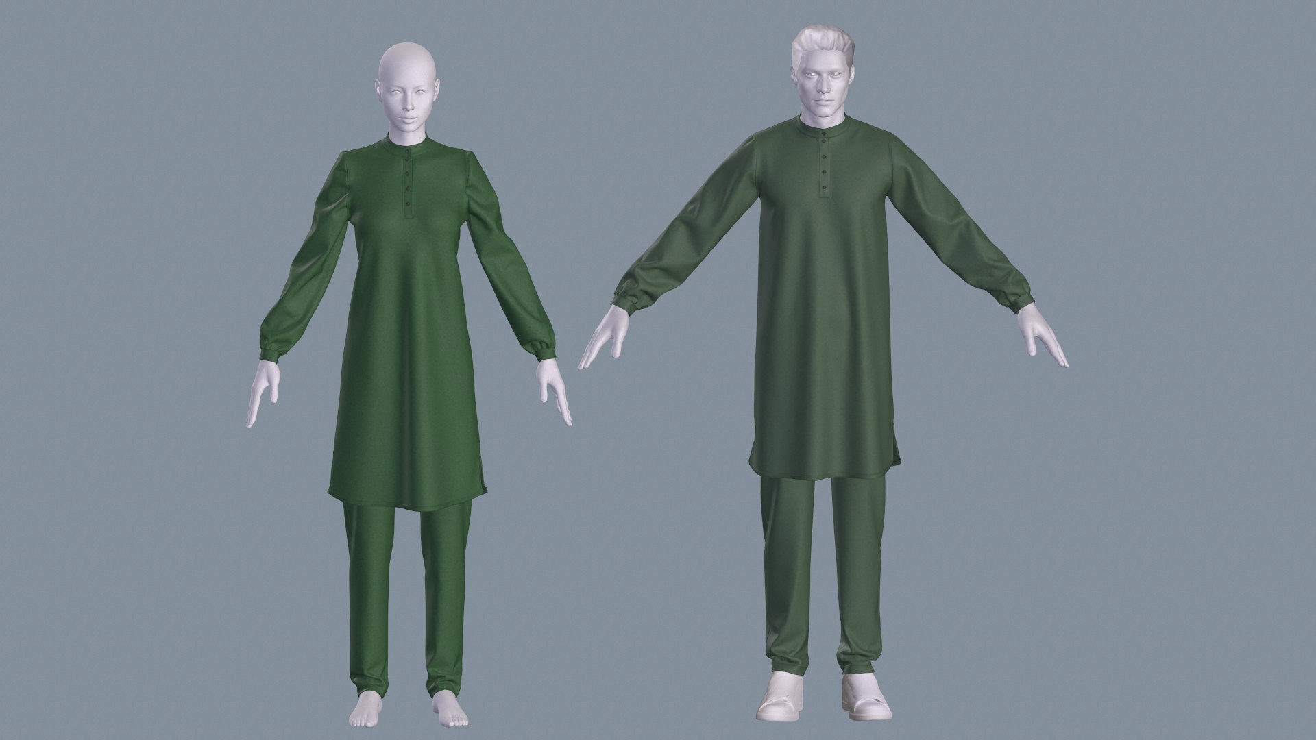 3D Muslim Costume Male And Female Model - TurboSquid 2365396