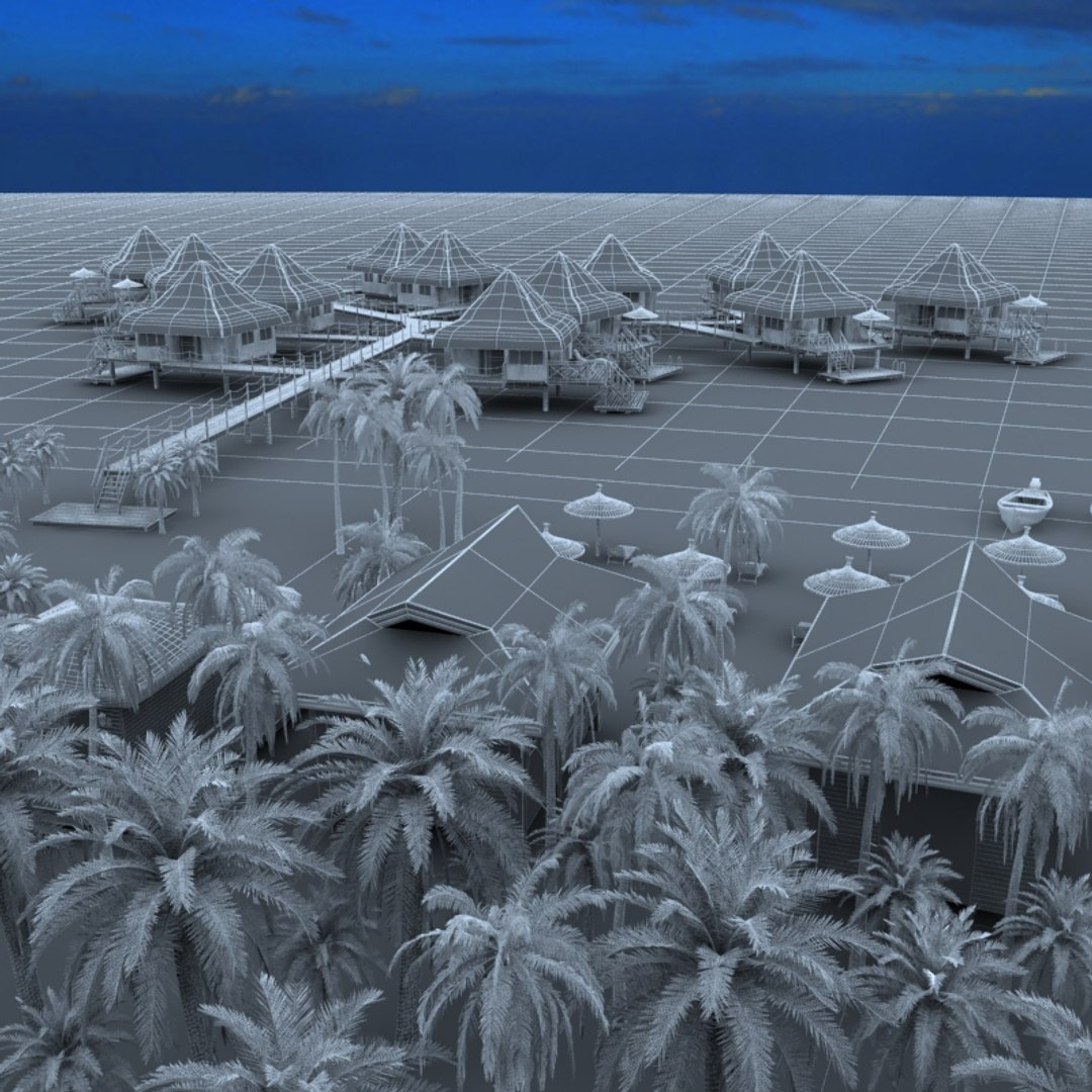 3d model island beach resort