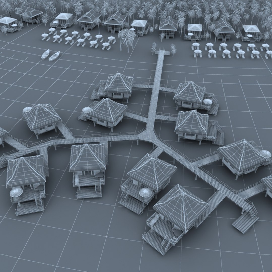 3d model island beach resort