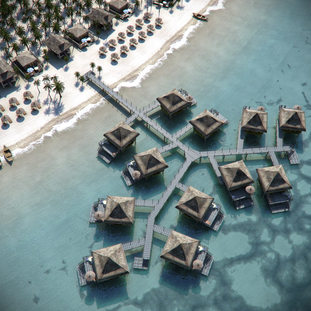 3d model island beach resort
